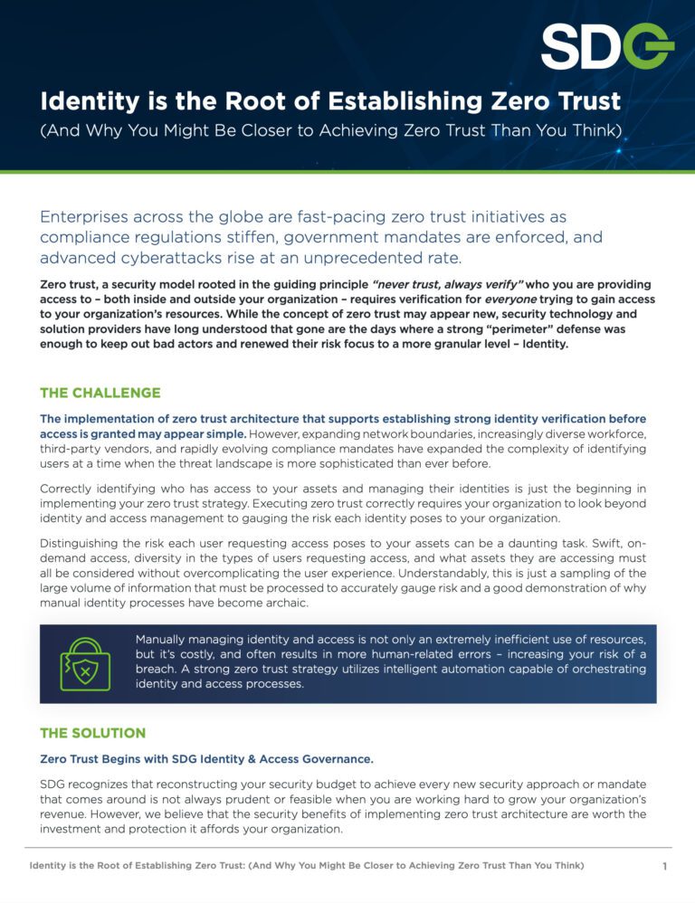 Identity is the Root of Establishing Zero Trust - SDG Corporation